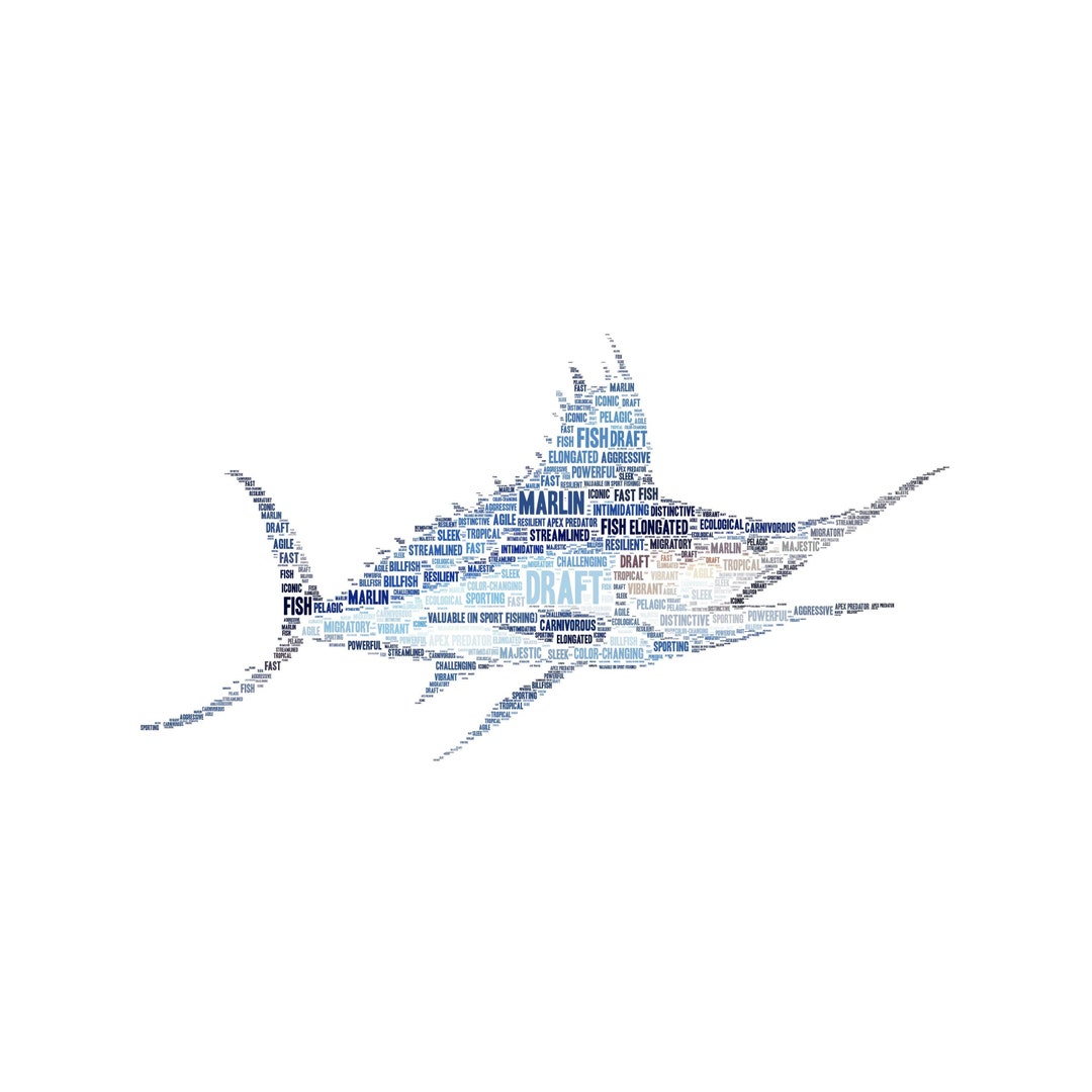 Digital MARLIN Fish - Word Cloud Art - Makes a Great Teacher ...