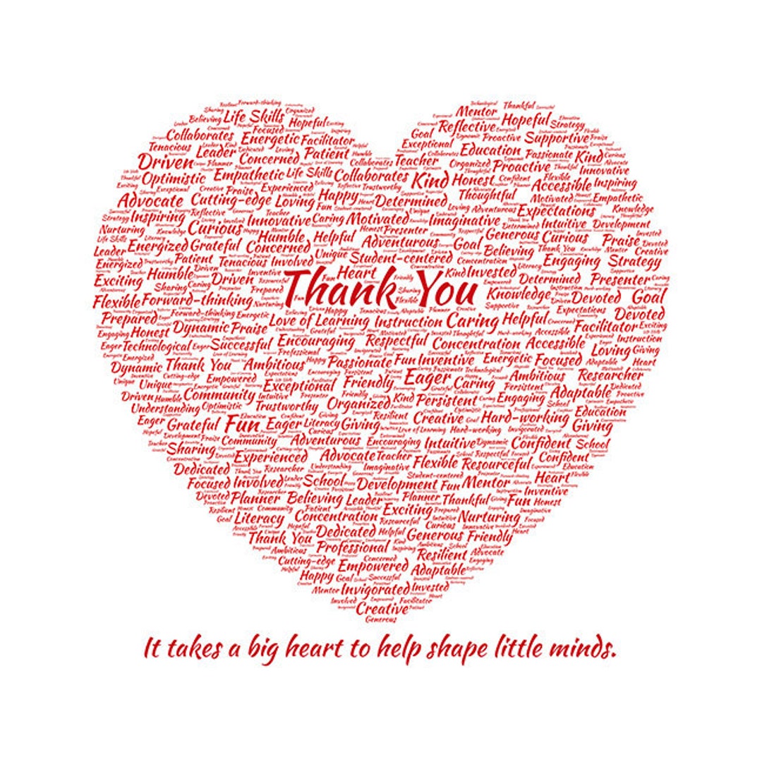 Digital HEART Word Cloud Art Wordle - Makes a Great Teacher ...