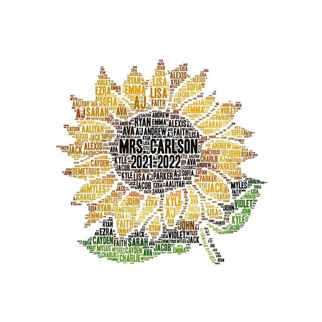 Digital SUNFLOWER Flower Word Cloud Art Makes Great Teacher ...