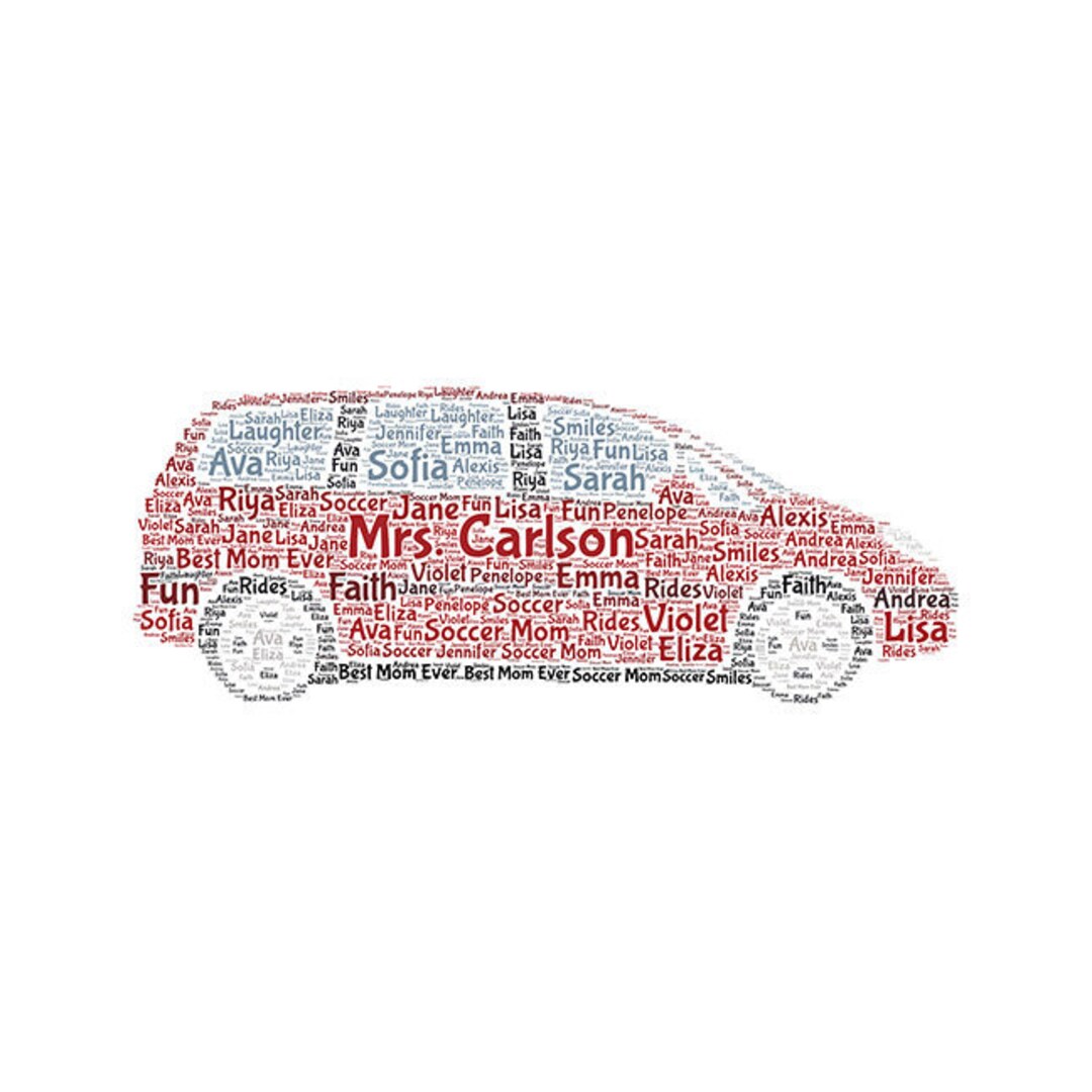 Digital SOCCER MOM Minivan Carpool Word Cloud Art Wordle - Makes Great ...