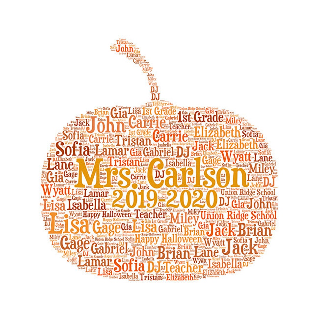 Digital PUMPKIN Word Cloud Art Wordle Makes a Great Teacher ...