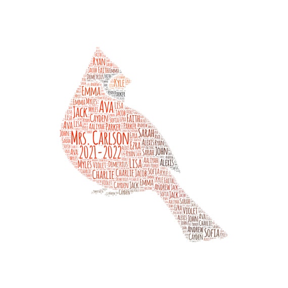 Digital Red Cardinal BIRD Word Cloud Art Wordle Makes Great - Etsy