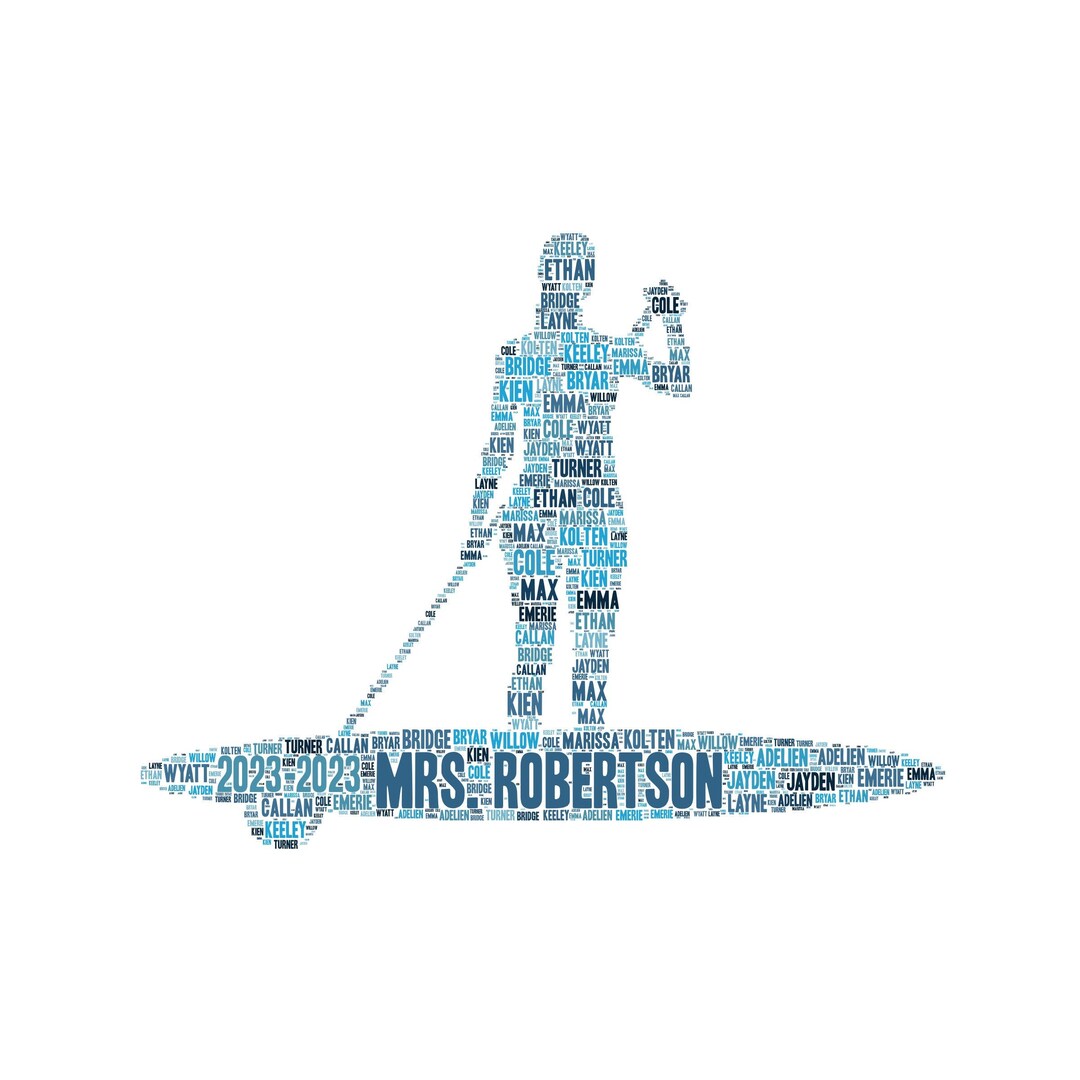 Digital Paddleboard Female Word Cloud Art Wordle - Makes Great Teacher ...