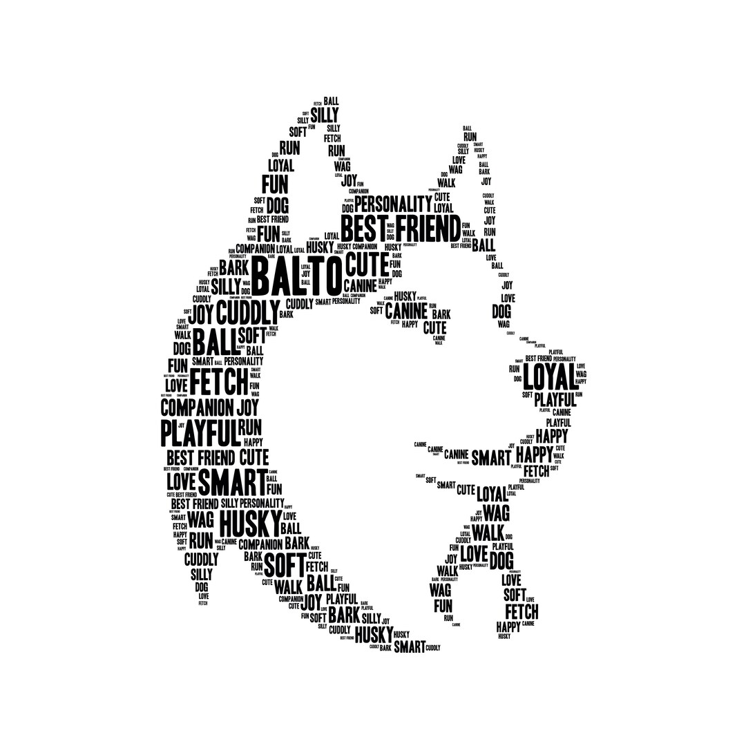 Digital Dog Husky - Word Cloud Art - Makes a Great Gift - Add Names ...