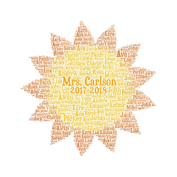 Digital SUN Word Cloud Art Wordle Makes Great Teacher - Etsy