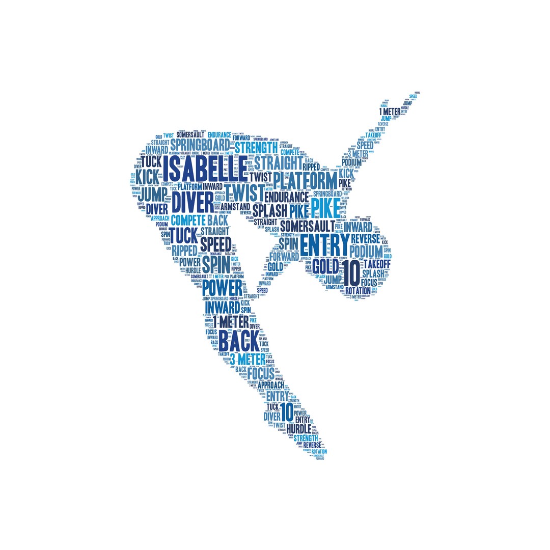 Digital Female DIVER Platform Springboard - Word Cloud Art - Makes a ...