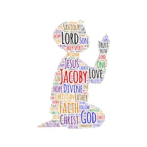 Digital Boy Praying Word Cloud Art - God Christ Christian - Great Gift ...