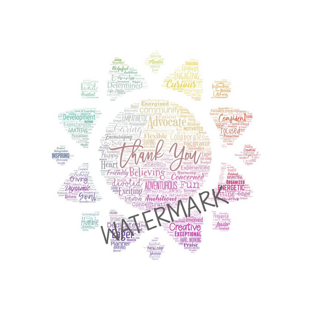 Multi Font Digital Flower Sun Word Cloud Art Wordle - Makes a Great ...
