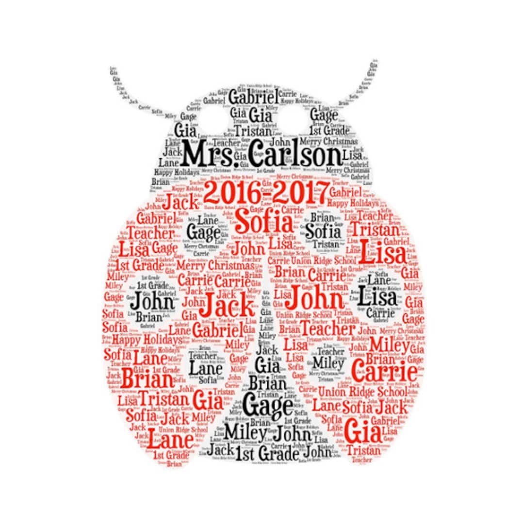 Digital LADY BUG Word Cloud Art Wordle Makes a Great Teacher ...