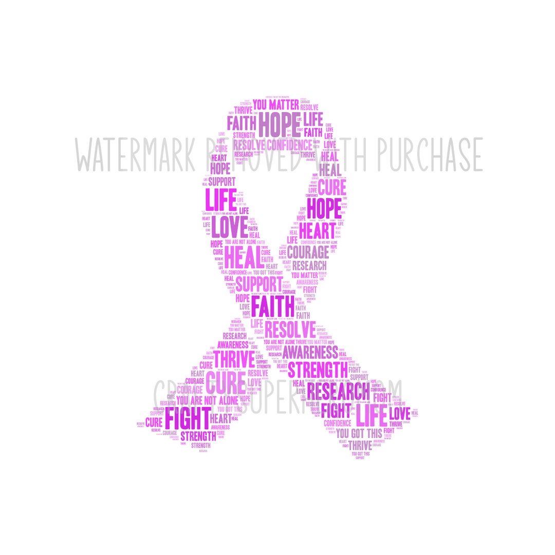 INSTANT Digital Download - CANCER AWARENESS Ribbon Word Cloud Pdf Png ...