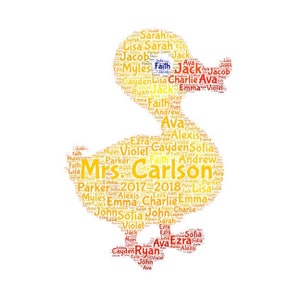 Digital DUCK Word Cloud Art Makes Great Teacher Appreciation Gift Add ...