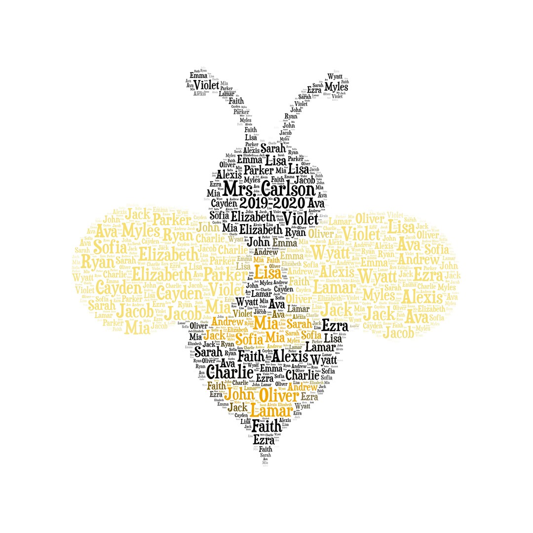 Digital BEE Bumblebee Honey Bee Word Cloud Art - Makes Great Teacher ...