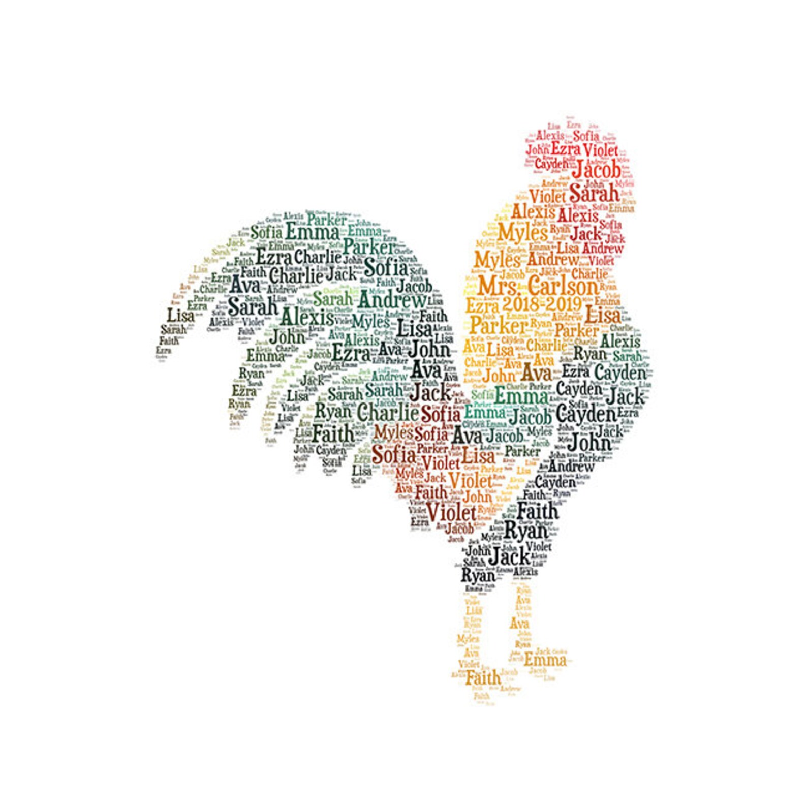 Digital ROOSTER Word Cloud Art Wordle Makes a Great Teacher | Etsy