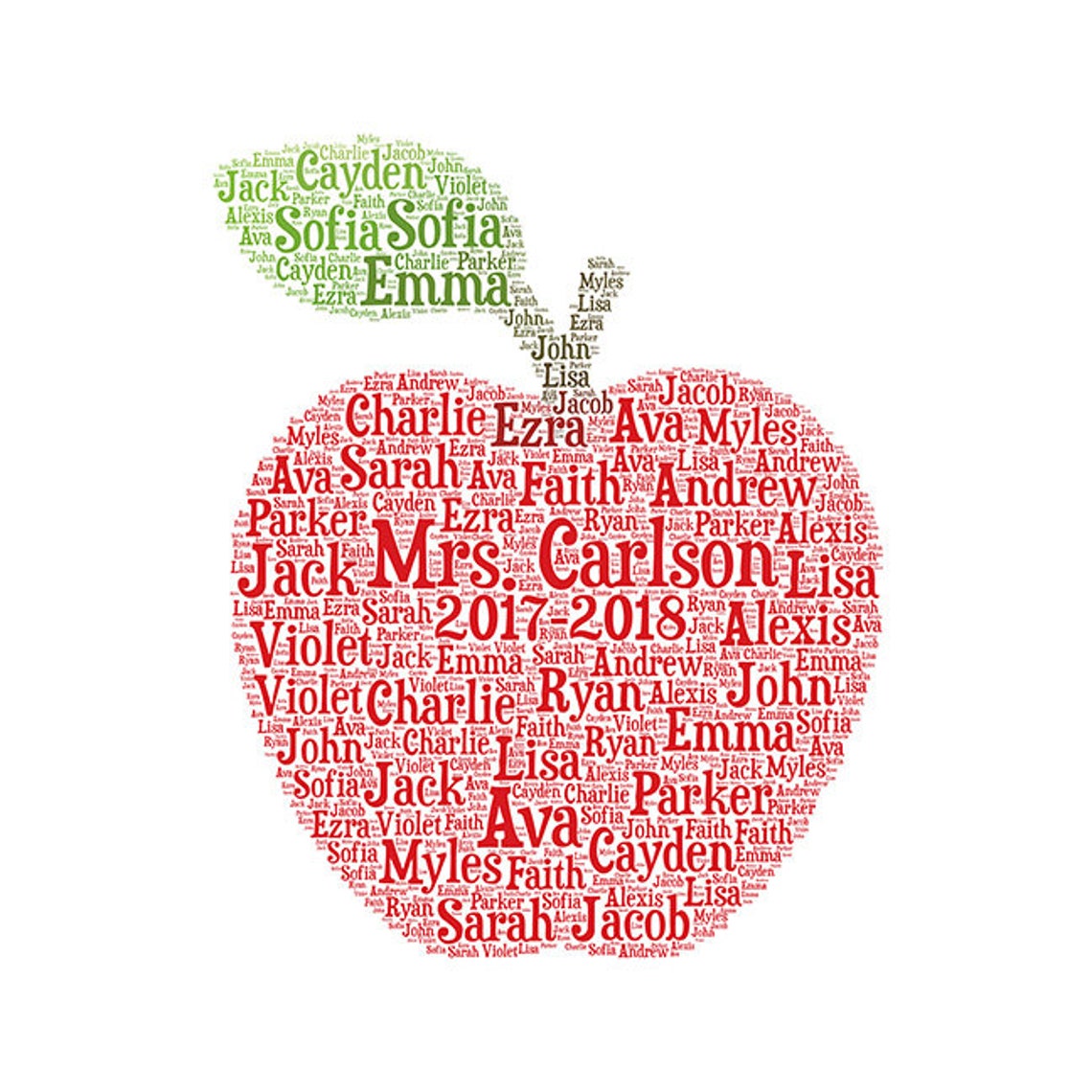 Digital APPLE Word Cloud - Makes a Great Teacher Appreciation Gift ...