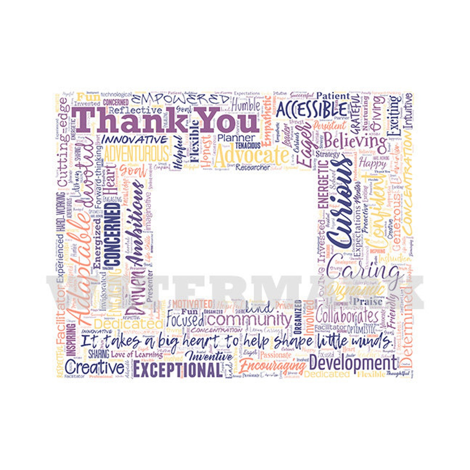 INSTANT Digital Download - TEACHER FRAME Thank You Word Cloud Svg Pdf ...