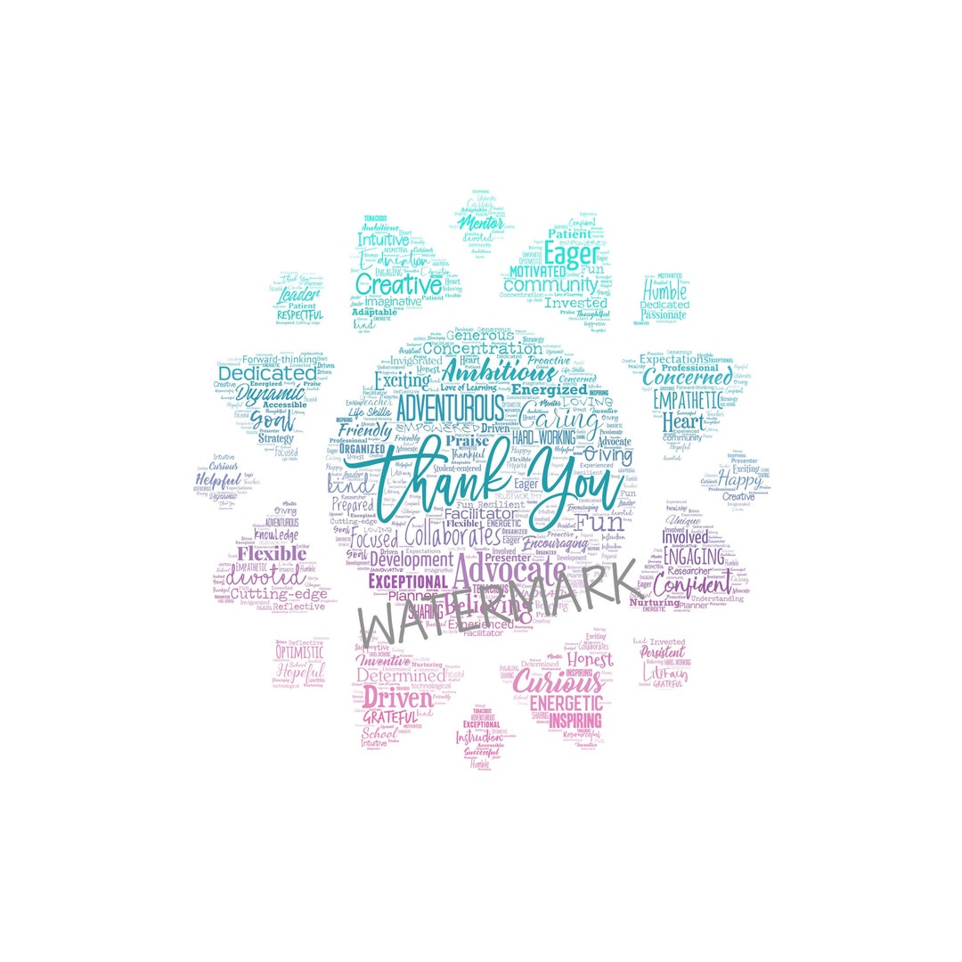 Multi Font Digital Flower Sun Word Cloud Art Wordle - Makes a Great ...