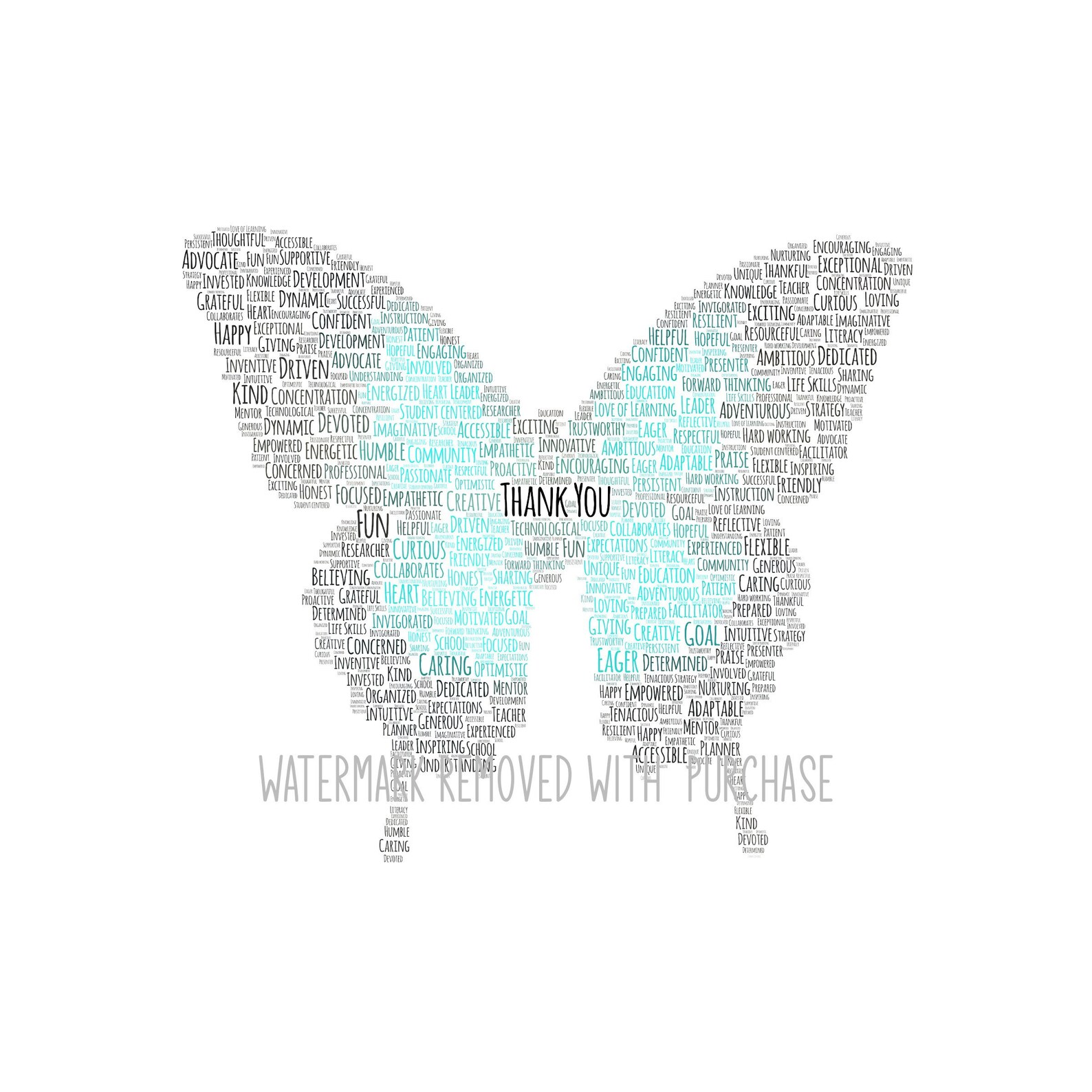 Digital BUTTERFLY Word Cloud Art Wordle Makes Great Teacher - Etsy