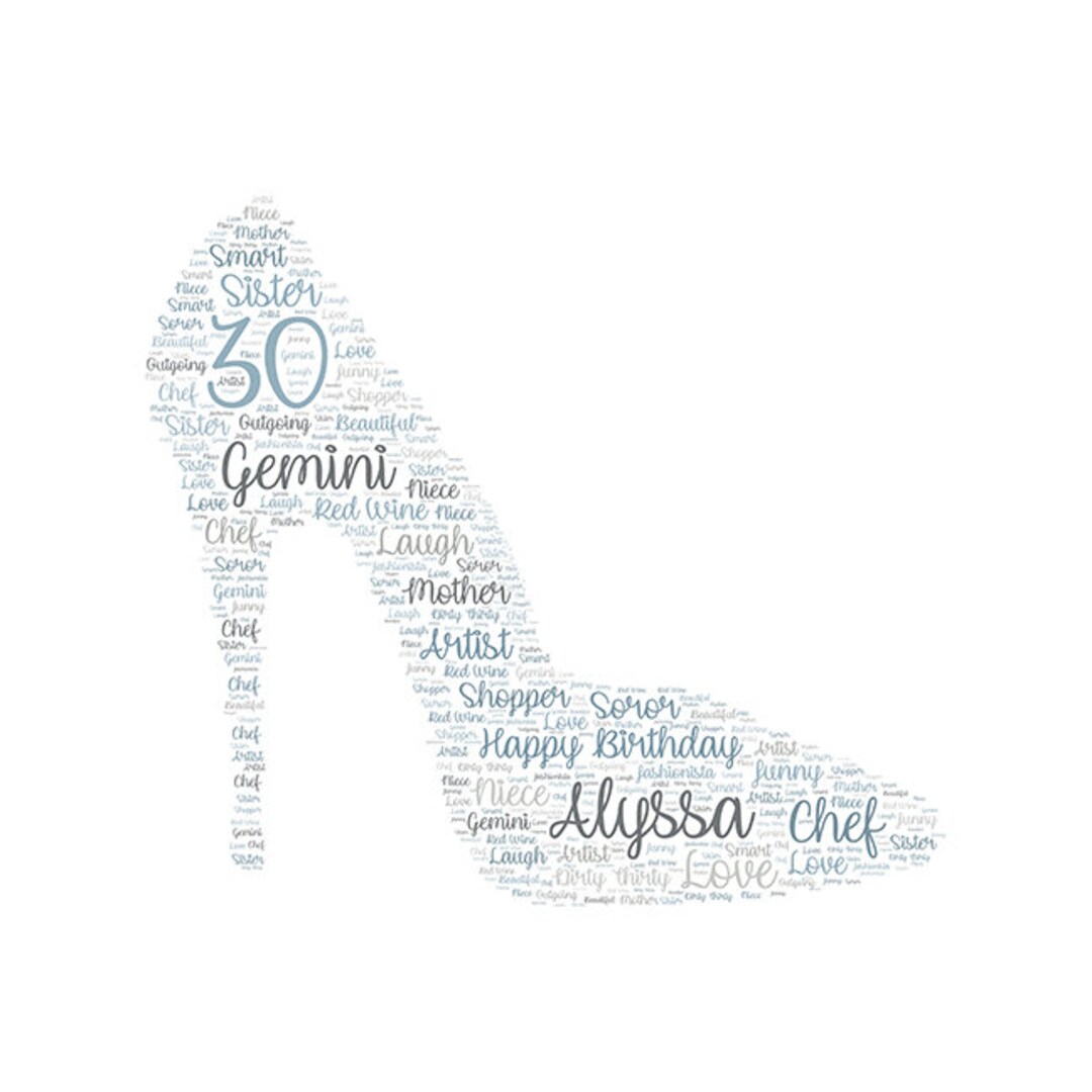 Digital Stiletto High Heel Word Cloud Art - Makes a Great Holiday or ...
