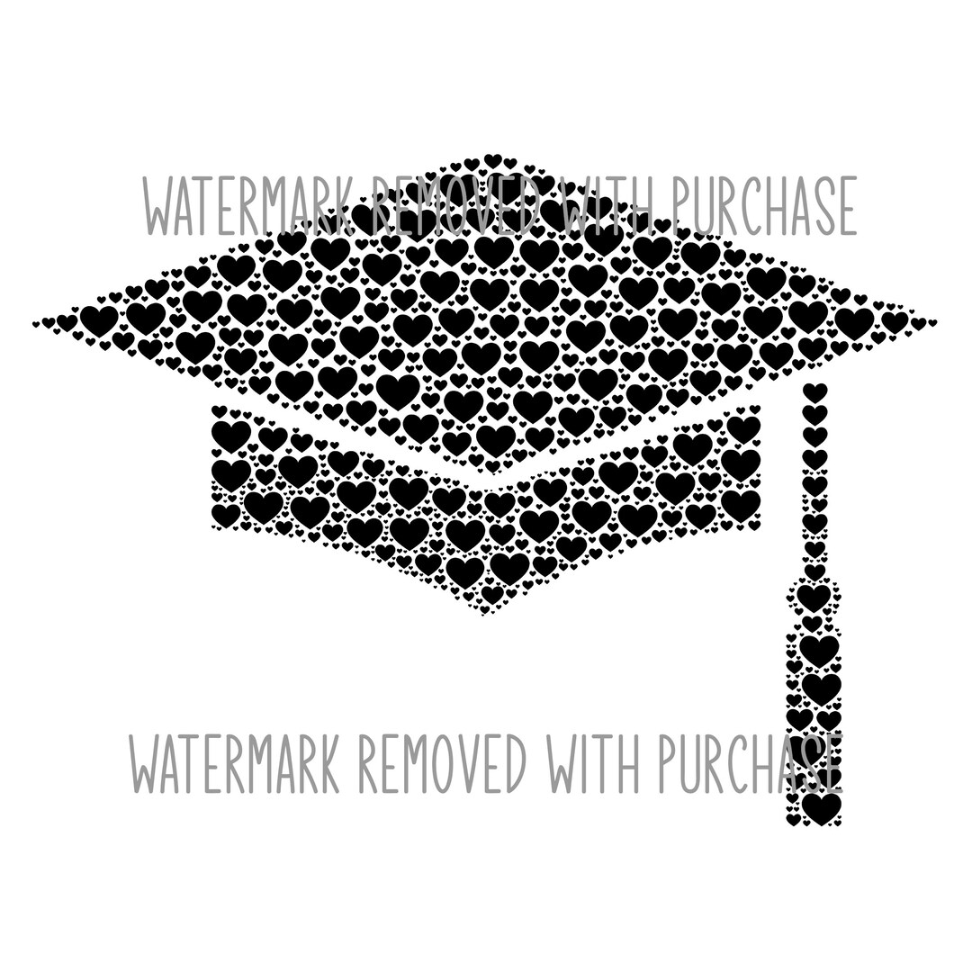 GRADUATION CAP Hearts - INSTANT Digital Download - Black - Png Pdf Jpg ...