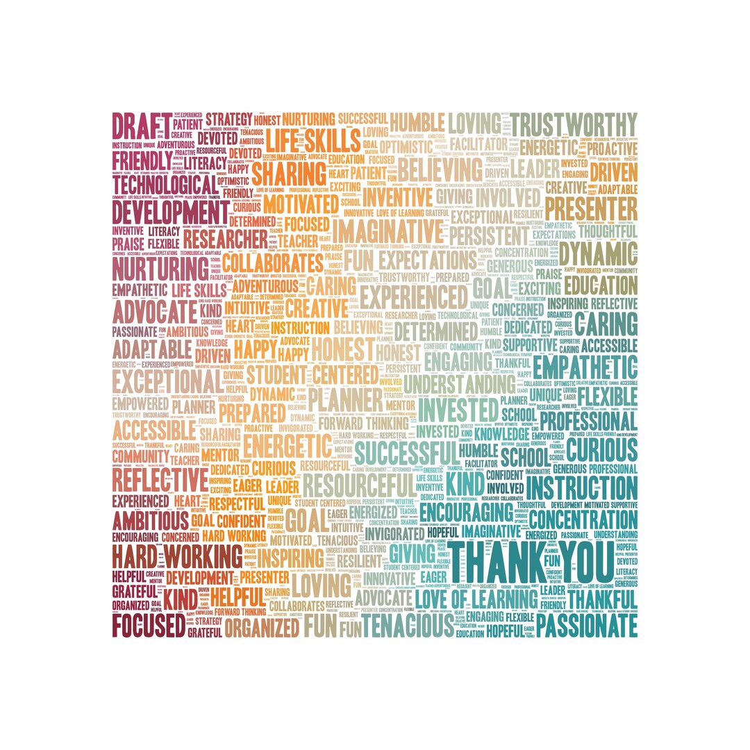 Digital Colorful THANK YOU Word Cloud - Great for Teacher Appreciation ...