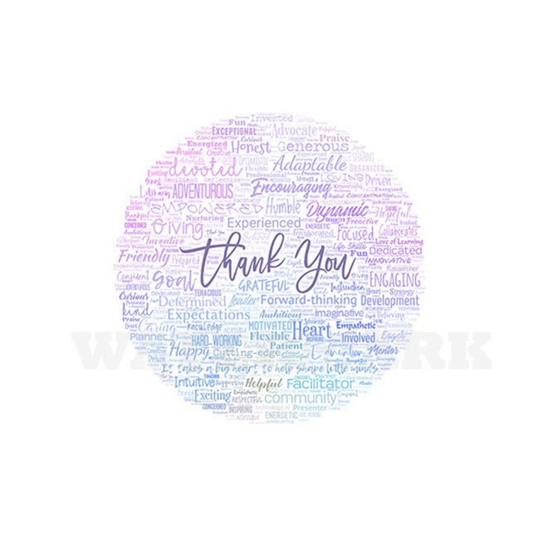 INSTANT Digital Download - TEACHER Circle - Thank You Word Cloud Svg ...
