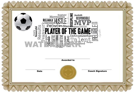 INSTANT DOWNLOAD Futbol Soccer Player of the Game | Etsy