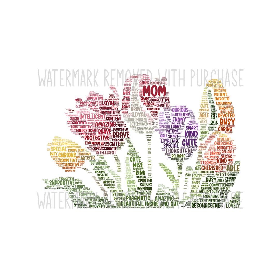 Digital TULIPS Multi Flower Word Cloud Art - Perfect for Mother's Day ...