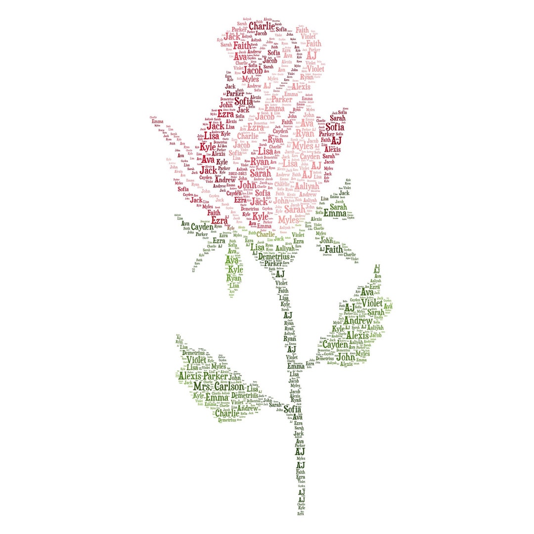 Digital Rose Word Cloud Art Wordle Makes a Great Teacher Appreciation ...