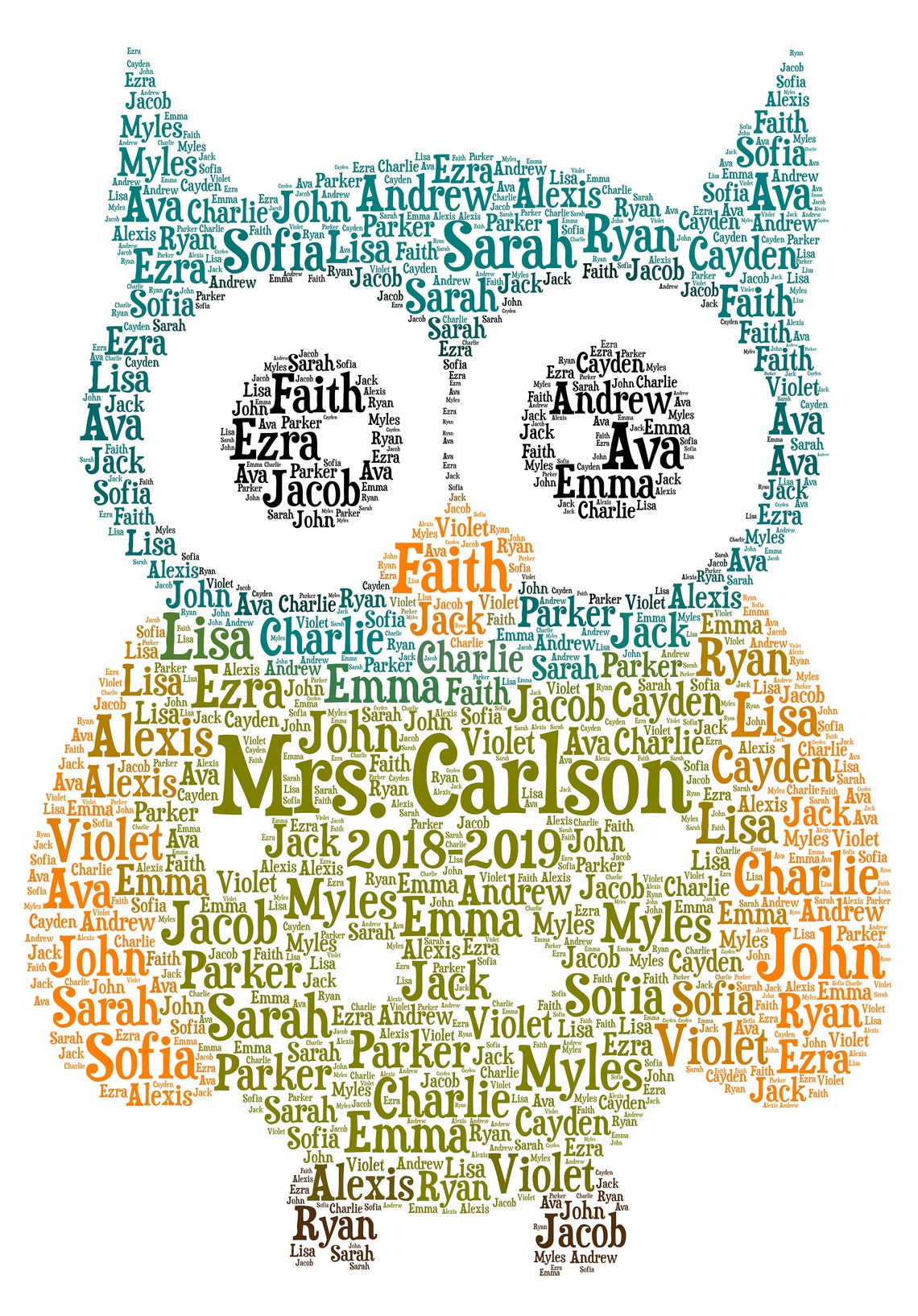 Digital OWL Word Cloud Art Wordle - Makes a Great Teacher Appreciation ...