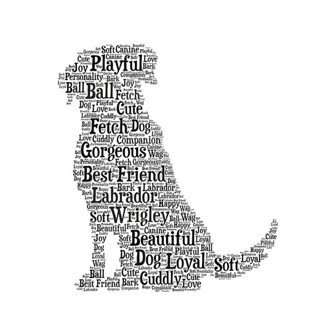 Digital Dog LABRADOR Word Cloud Wordle Art Makes a Great Gift Add Names ...