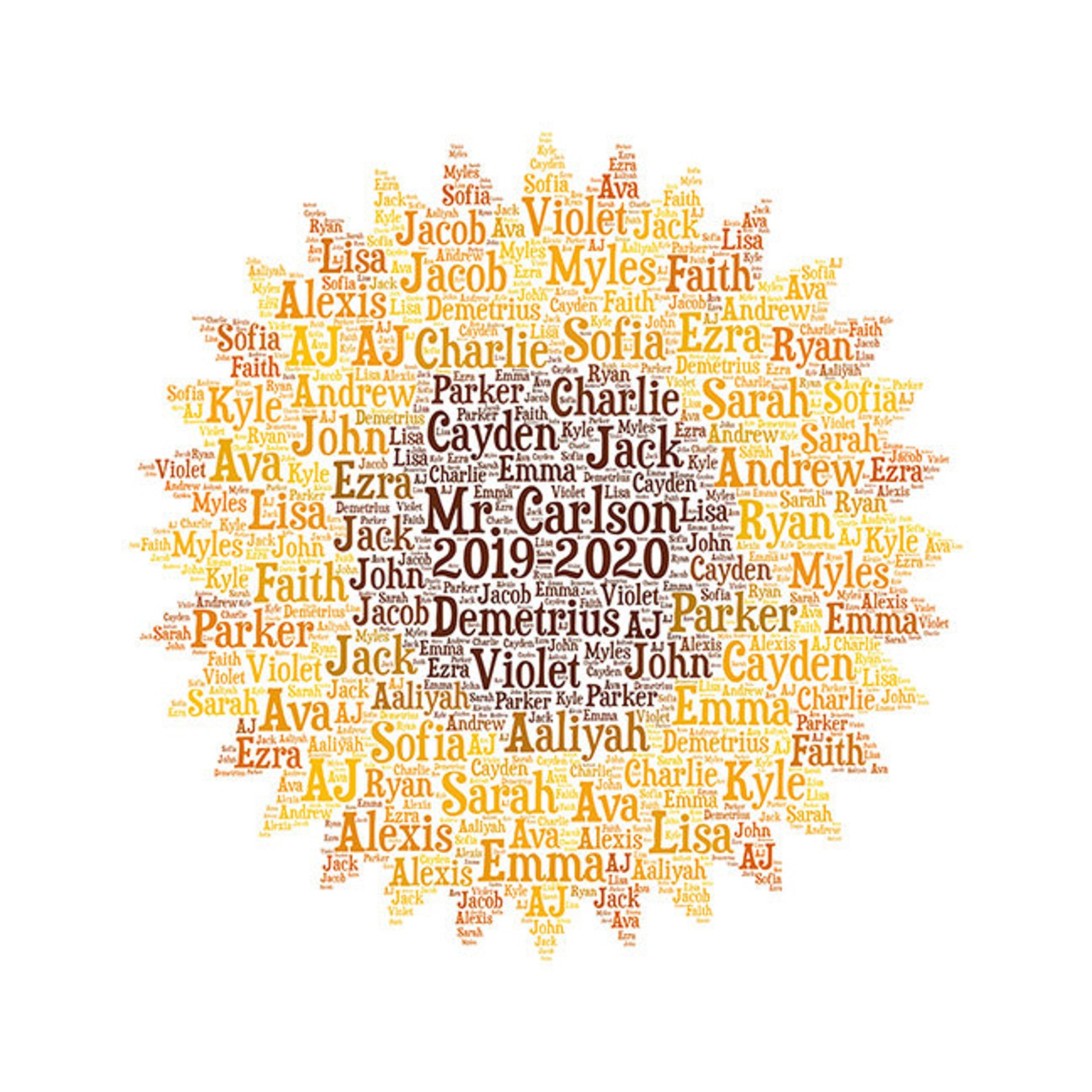 Digital SUNFLOWER Flower Word Cloud Art - Makes Great Teacher ...