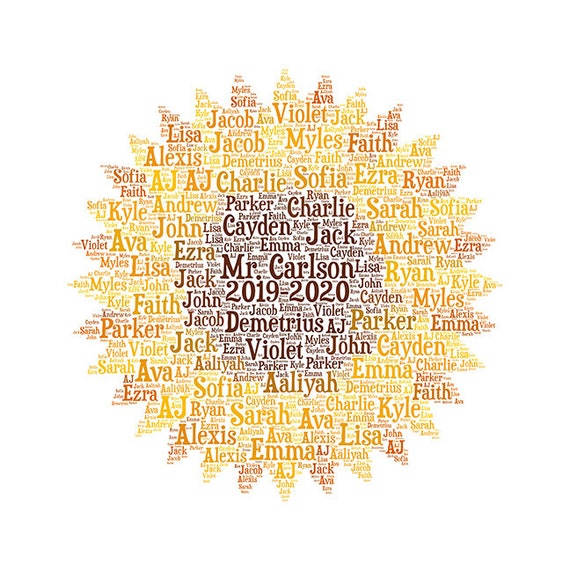 Digital SUNFLOWER Flower Word Cloud Art Wordle Makes Great - Etsy