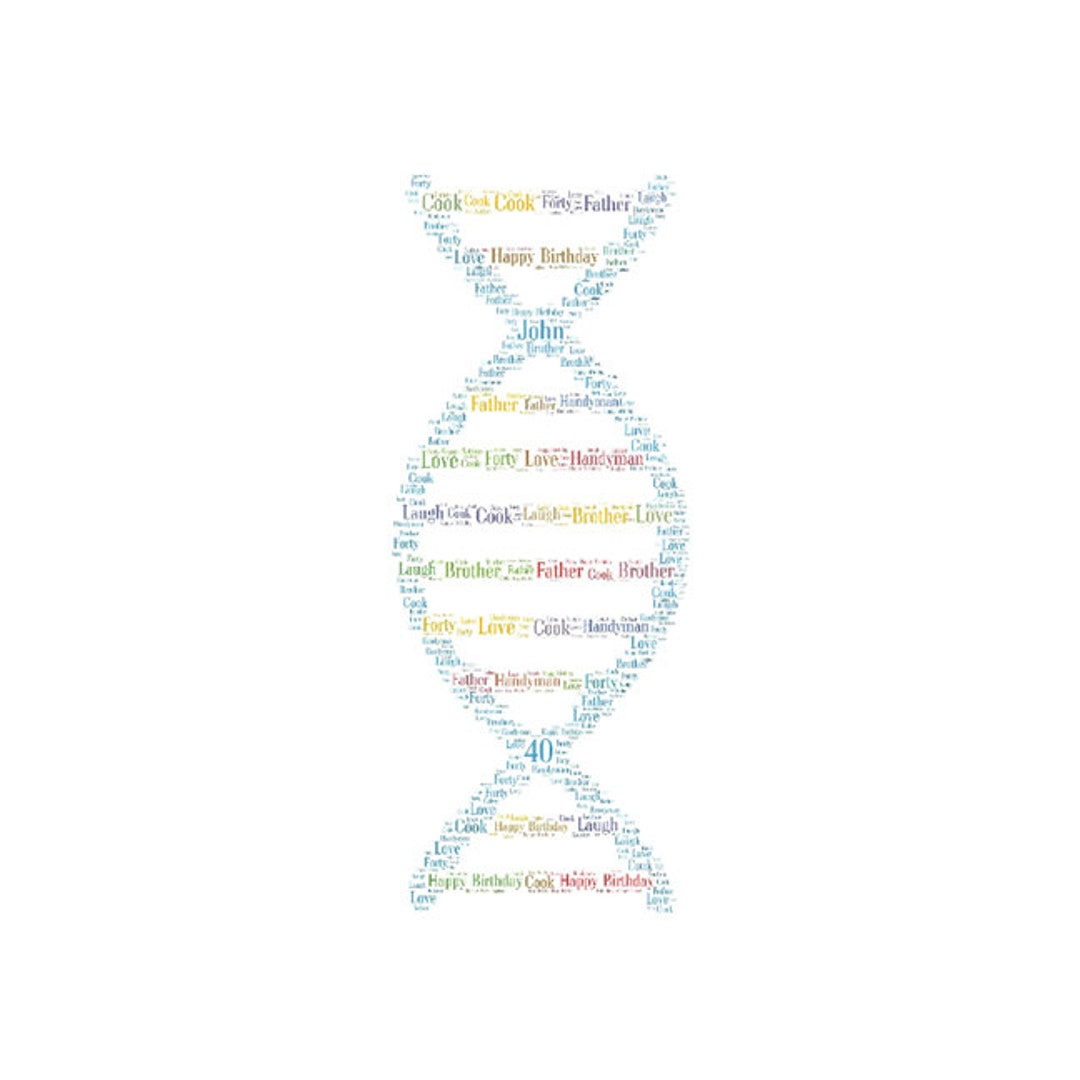Digital DNA Strand Word Cloud Art - Makes a Great Birthday or Teacher ...