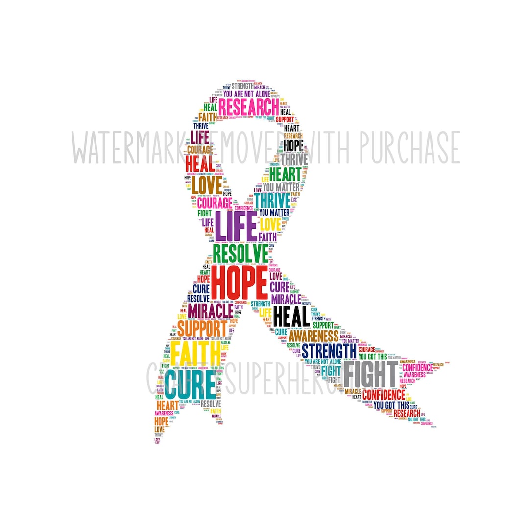 INSTANT Digital Download - CANCER AWARENESS Ribbon Word Cloud Pdf Png ...