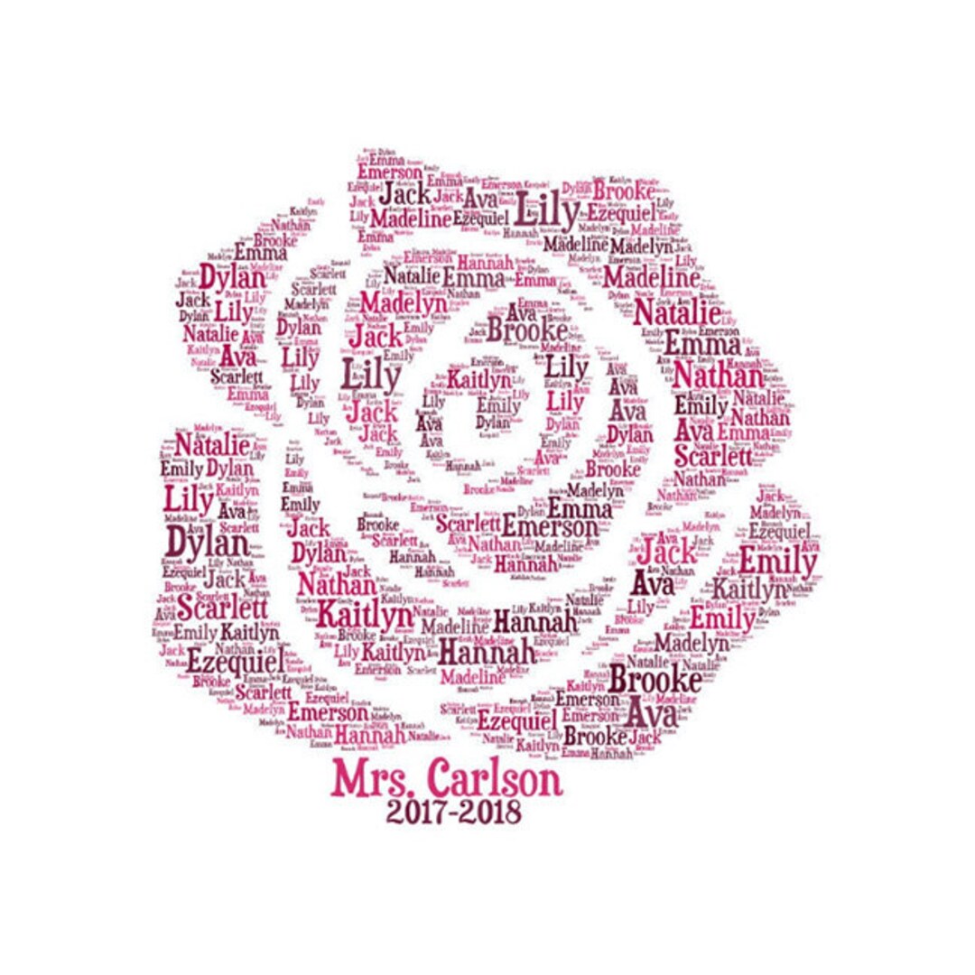 Digital Rose Word Cloud Art - Makes a Great Teacher Appreciation ...