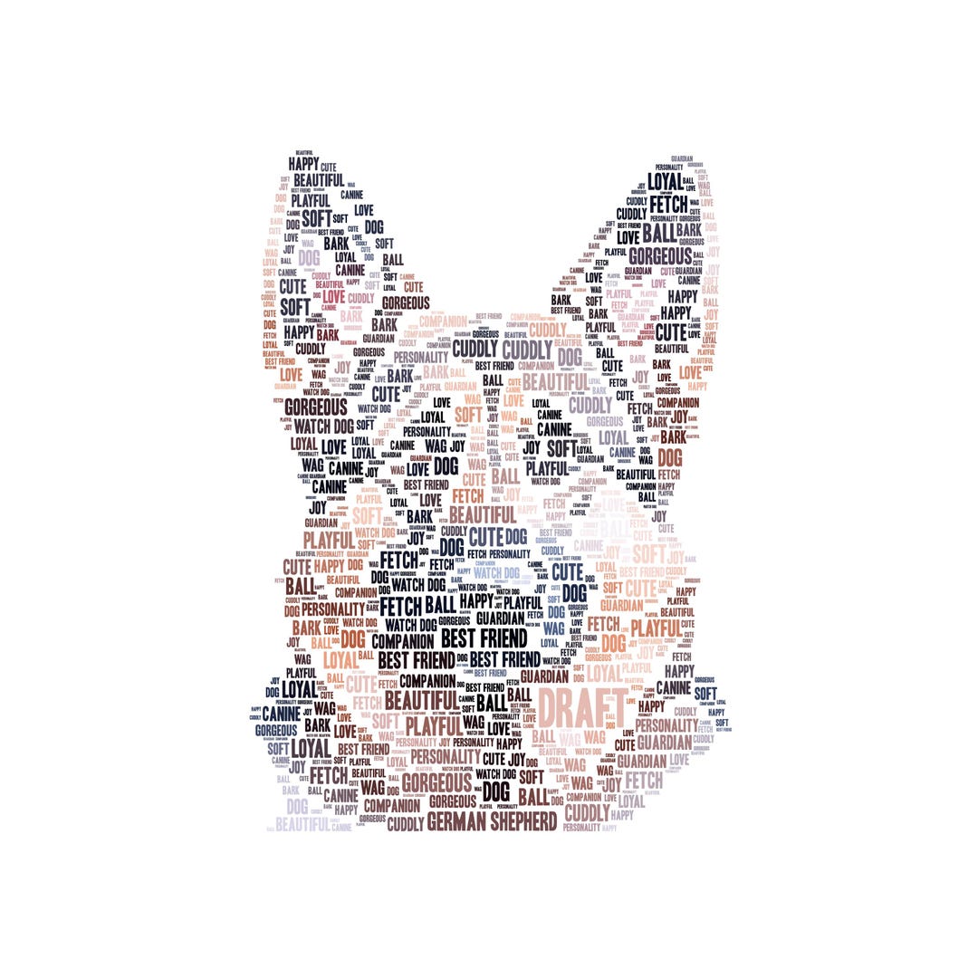 Digital Dog German Shepherd - Word Cloud Art - Makes a Great Gift - Add ...
