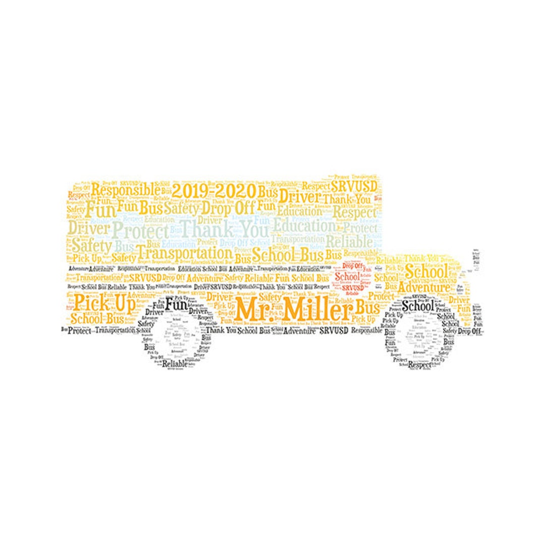 Digital SCHOOL BUS Word Cloud Art - Makes Great Appreciation Gift - Add ...