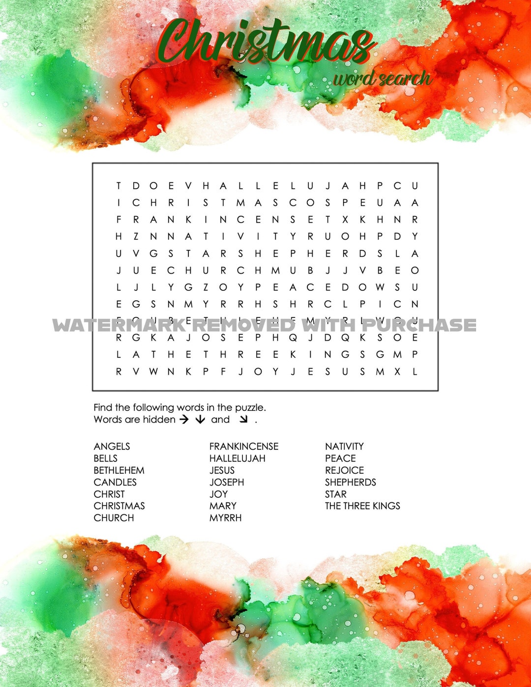 Instant Download WORD SEARCH Find CHRISTMAS Religious W/answer Key Jpg ...