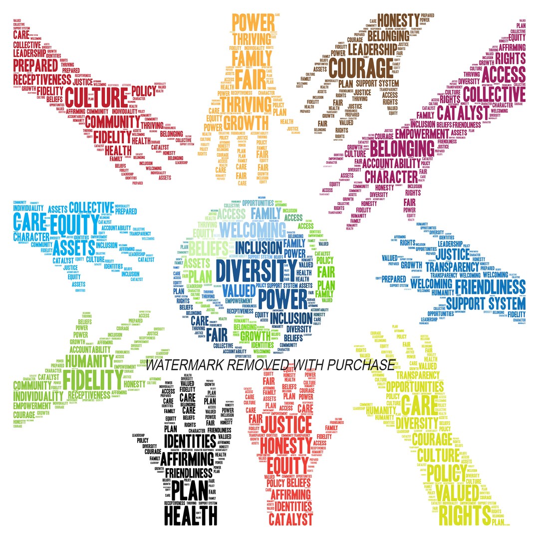 Personalized EQUITY Inclusion Diversity Digital Word Cloud Art - Great ...