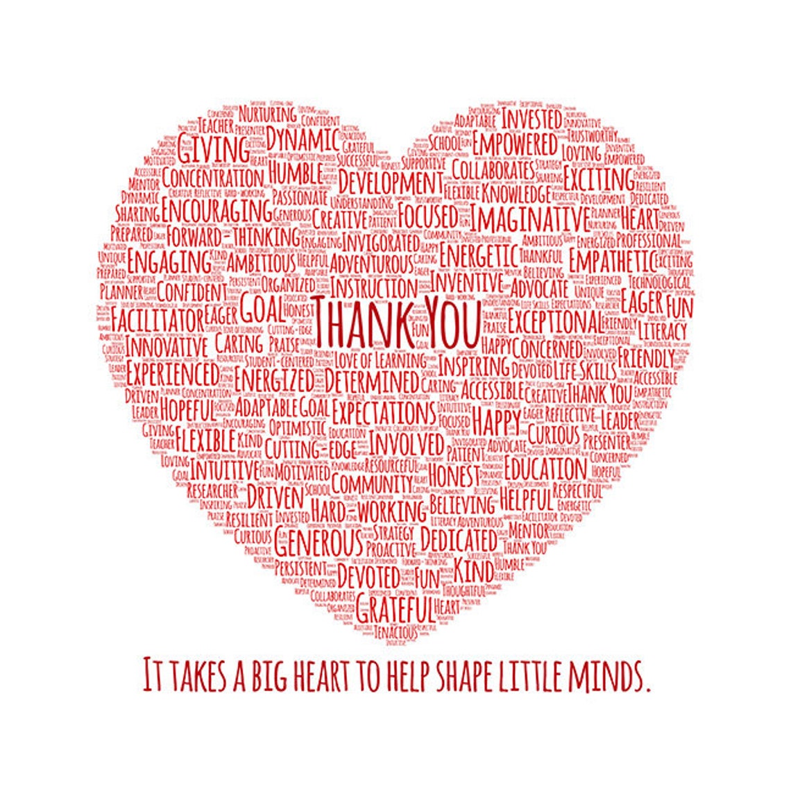 Digital HEART Word Cloud Art Wordle Makes a Great Teacher - Etsy