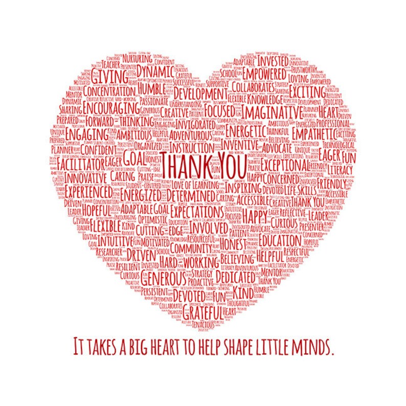 Digital HEART Word Cloud Art Wordle Makes a Great Teacher - Etsy
