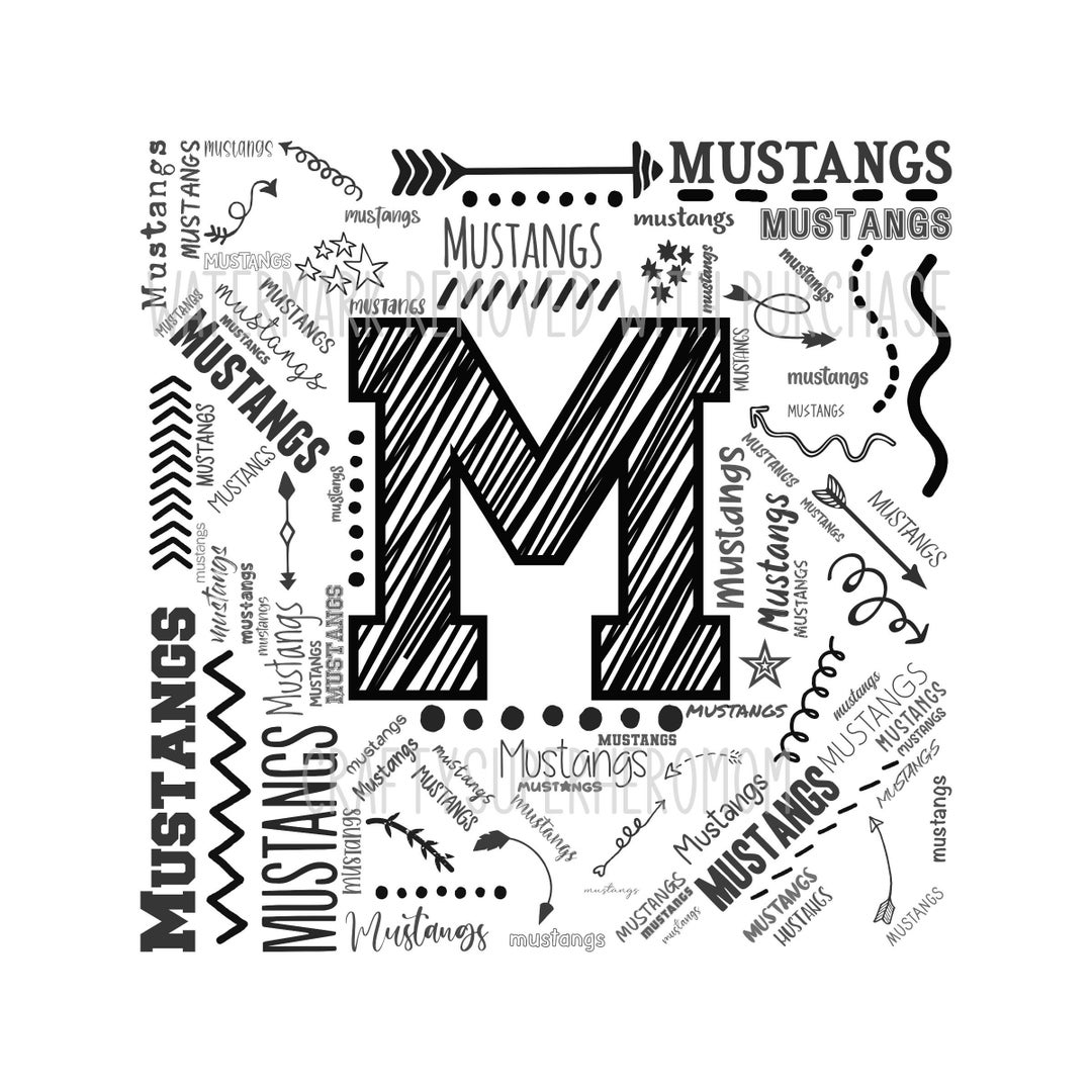 INSTANT Digital Download - MUSTANGS - Svg Pdf Png Jpg - Includes 12"x12 ...