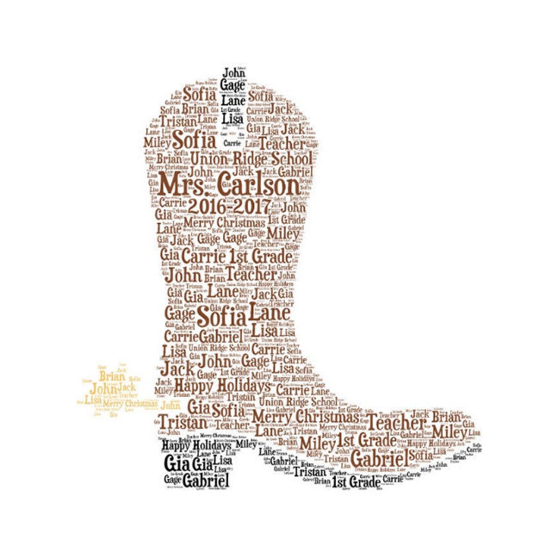 Digital COWBOY BOOT Word Cloud Art Wordle Makes a Great | Etsy
