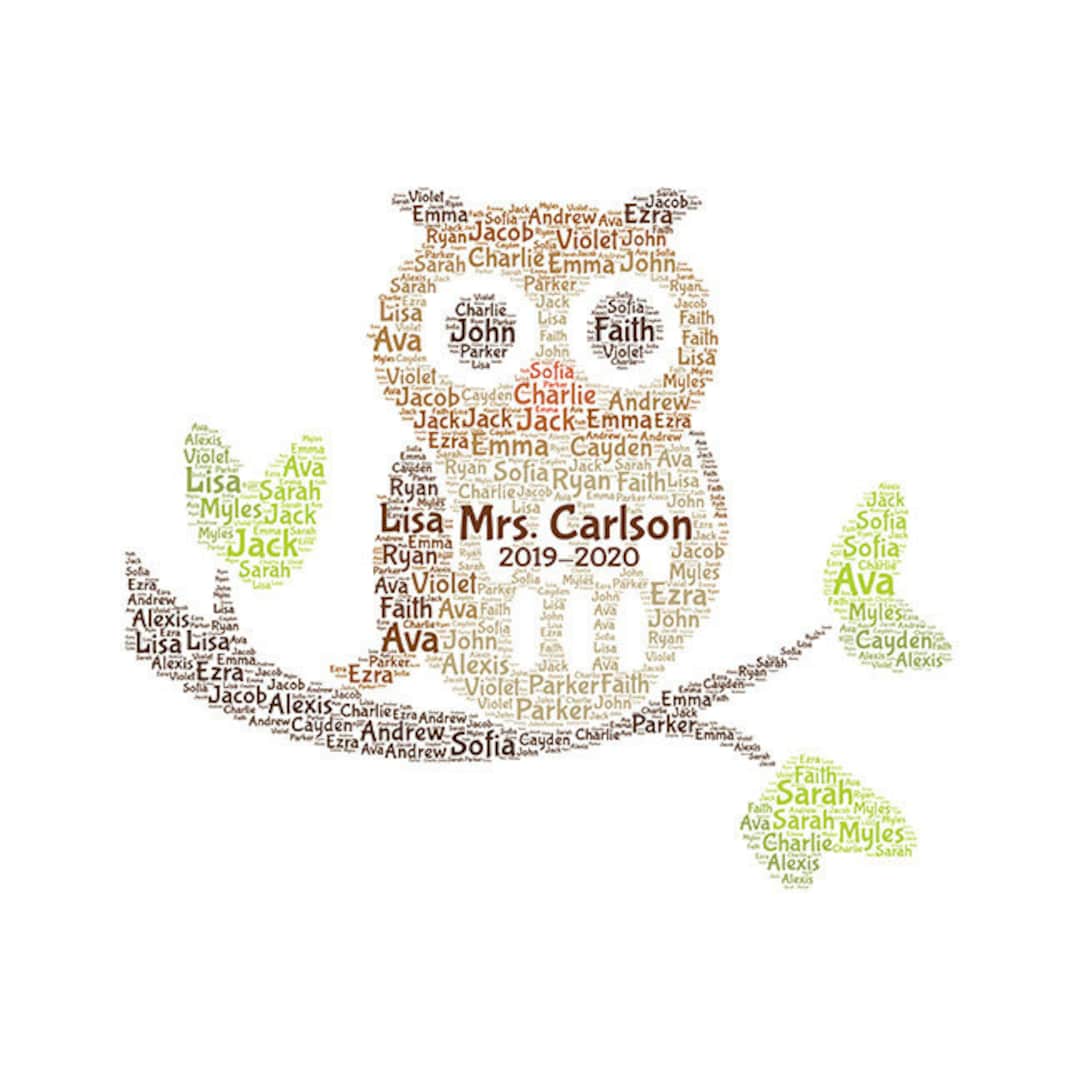 Digital OWL Word Cloud Art - Makes a Great Teacher Appreciation Gift ...