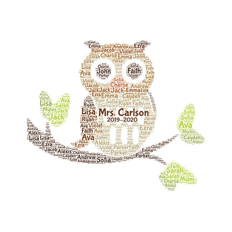Digital OWL Word Cloud Art Wordle Makes a Great Teacher - Etsy