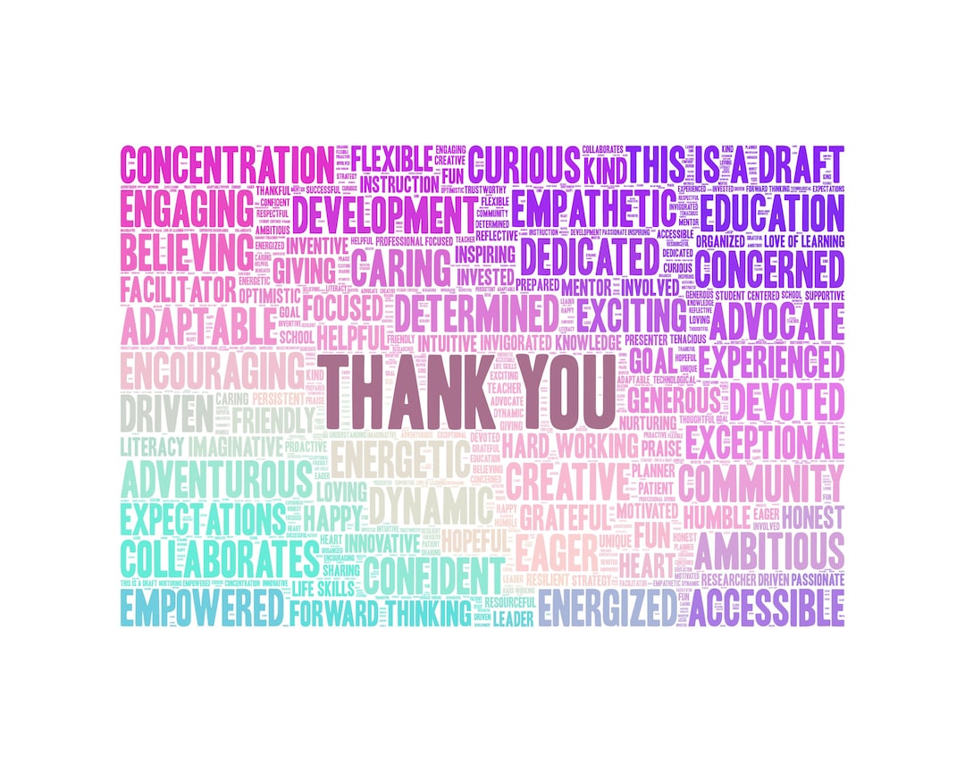 THANK YOU - Word Cloud Art - Makes a Great Gift - Add Names / Other ...