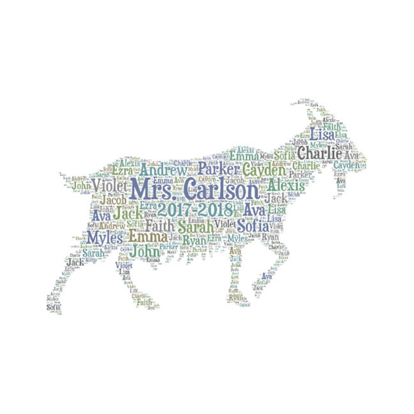 Digital Word Cloud Art Goat Great Gift for Teacher Add - Etsy