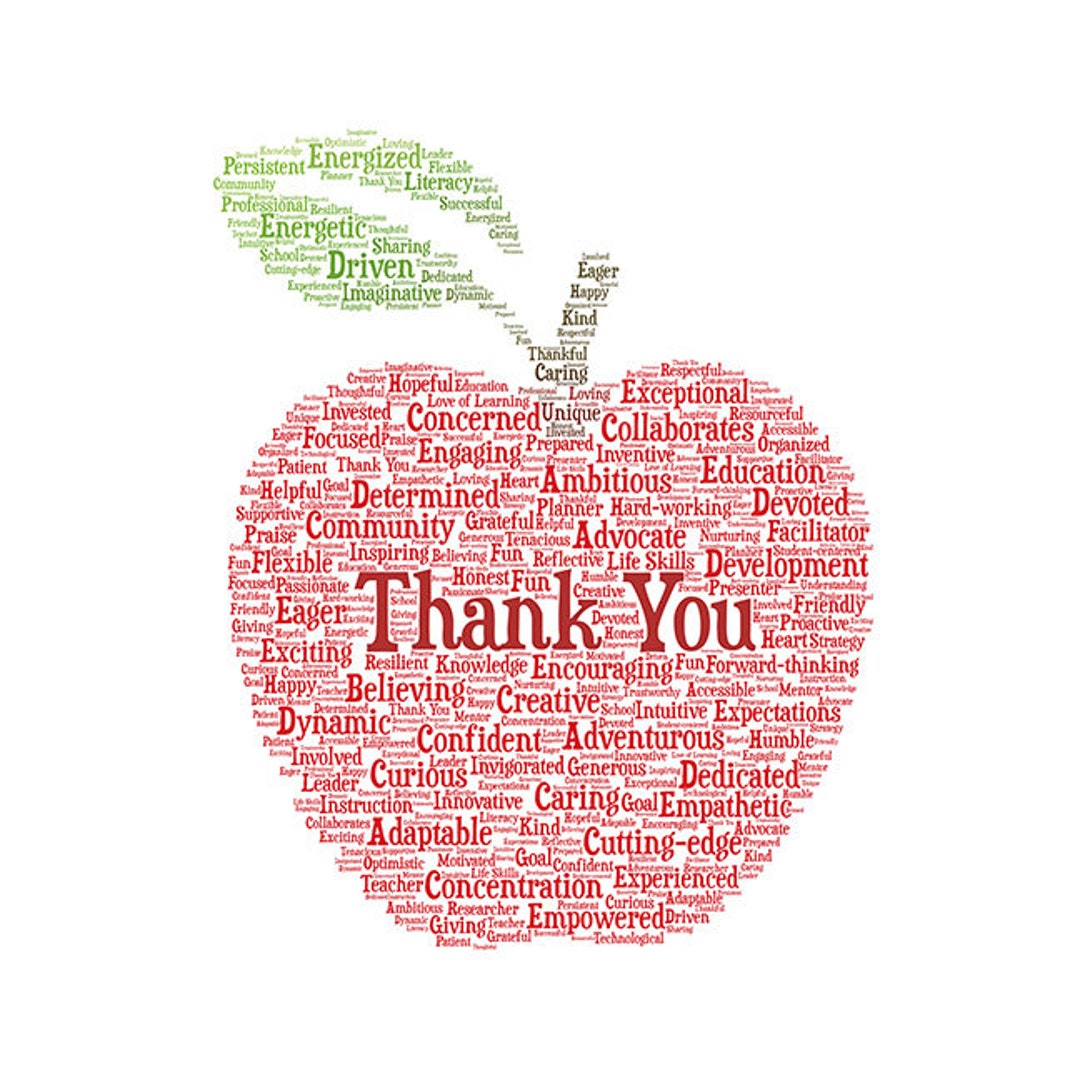 Digital APPLE Word Cloud Art Wordle - Makes a Great Teacher ...