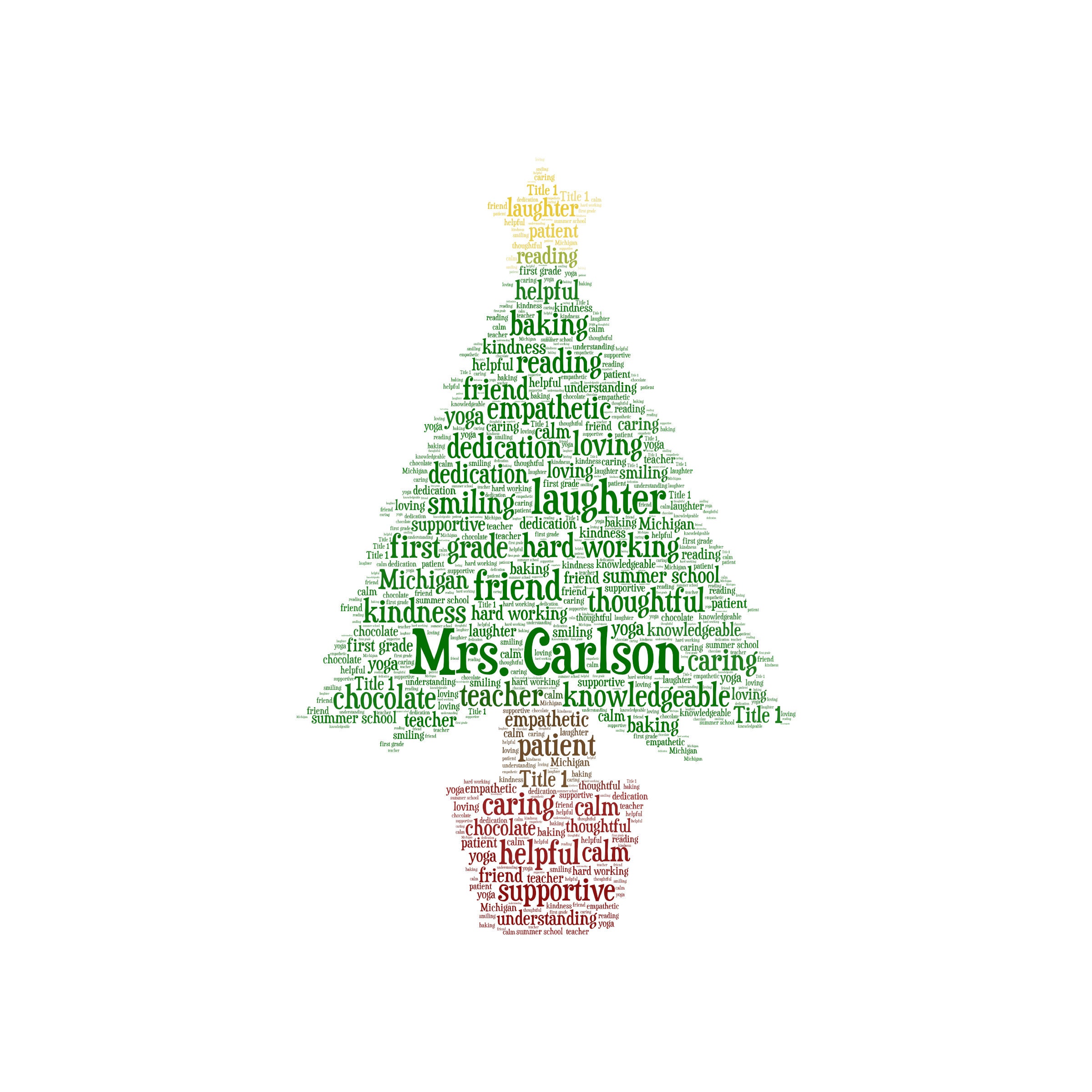 Digital Word Cloud Art Christmas Tree Great Teacher - Etsy