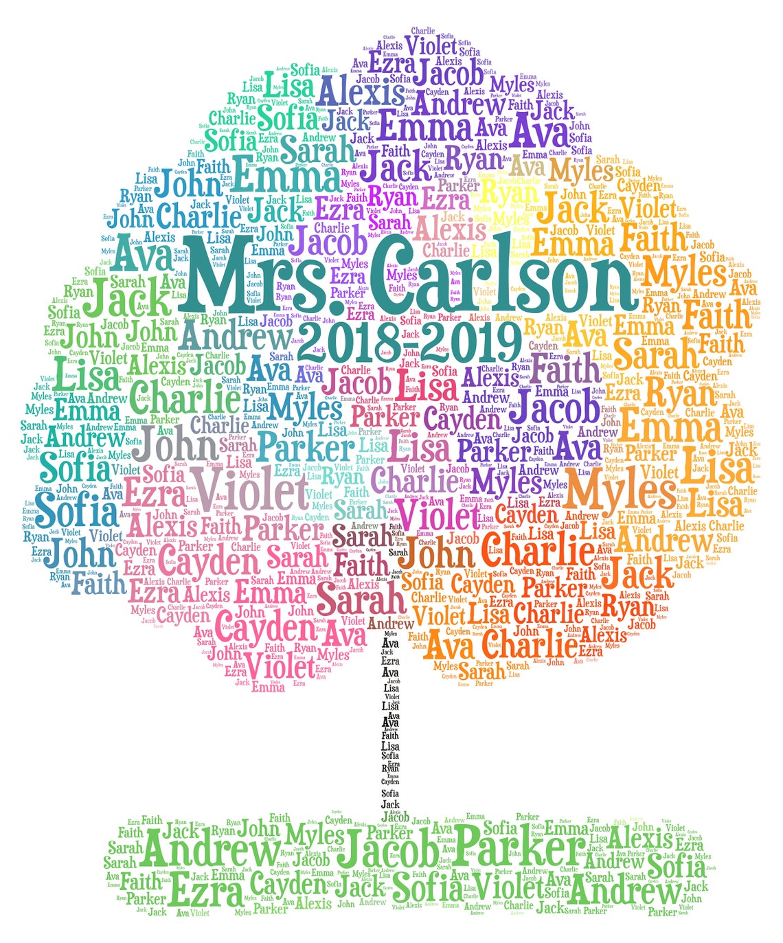 Digital Rainbow Tree Word Cloud Art Wordle Makes Great | Etsy